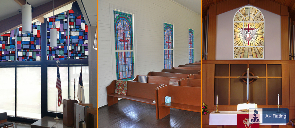 Church Window Film: Decorative stained glass window film.